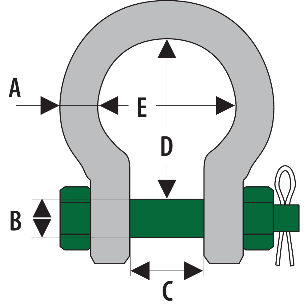 Bow Shackle with Nut-Bolt Secured by Split Pin G-4163 - Galvanized ...