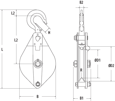 SKW steel wire rope - snatch block with swivel hook | REMA