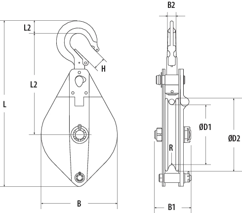 SKW steel wire rope - snatch block with swivel hook | REMA