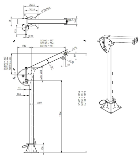 Portable swivel davit 125-250-500 | REMA
